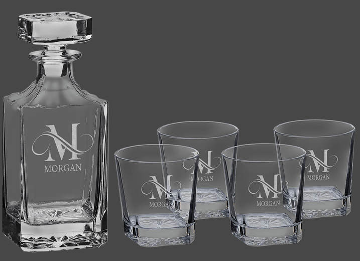 Polar Camel Square Decanter Set 10oz DOF Set of 4 Barware – Irish ...